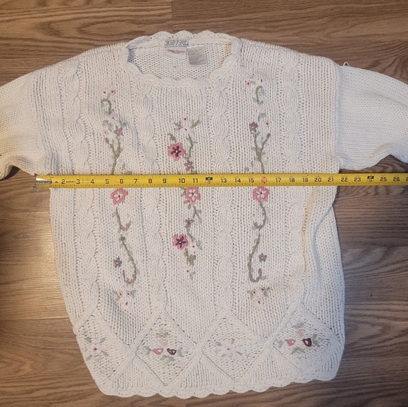 Bobbie Brooks | Sweaters | Floral Embroidered Cream Grandma Sweater By ...